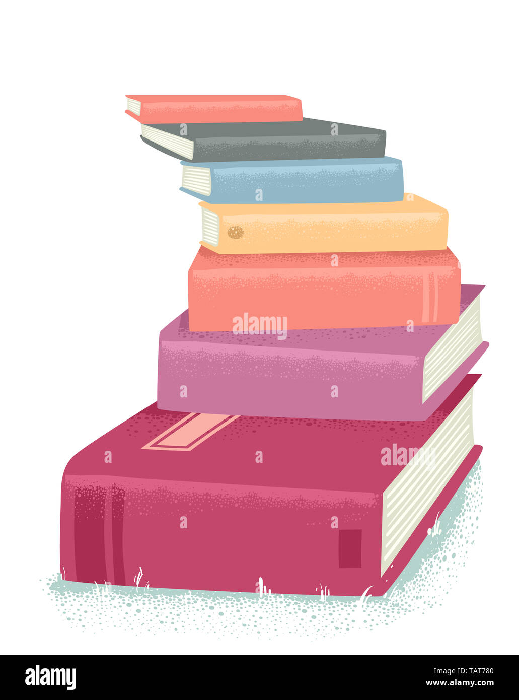 Illustration of a Stack of Books Arranged as Stairs Stock Photo - Alamy