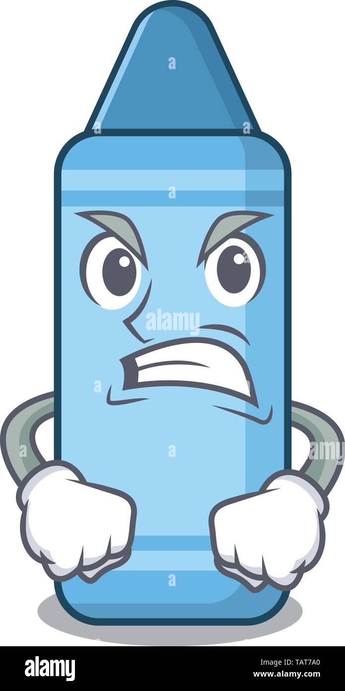 Angry blue crayon in the character shape Stock Vector Image & Art - Alamy