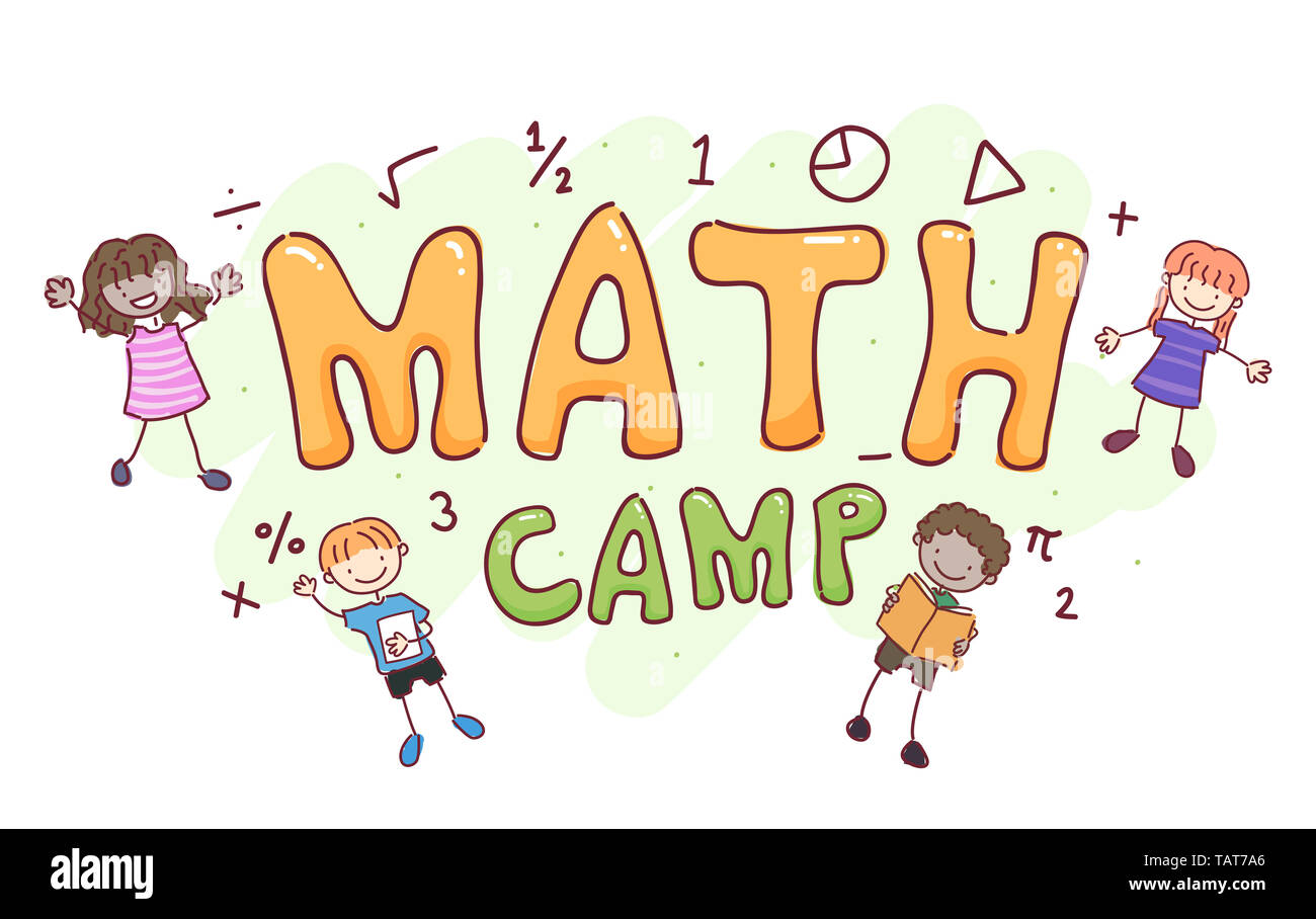 Illustration of Stickman Kids with Math Camp Lettering and Elements ...