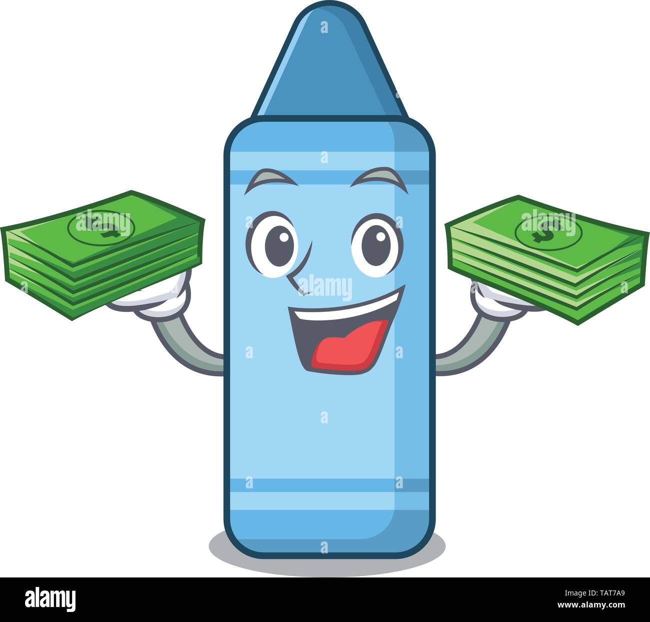 With money bag blue crayon in the character shape Stock Vector Image ...