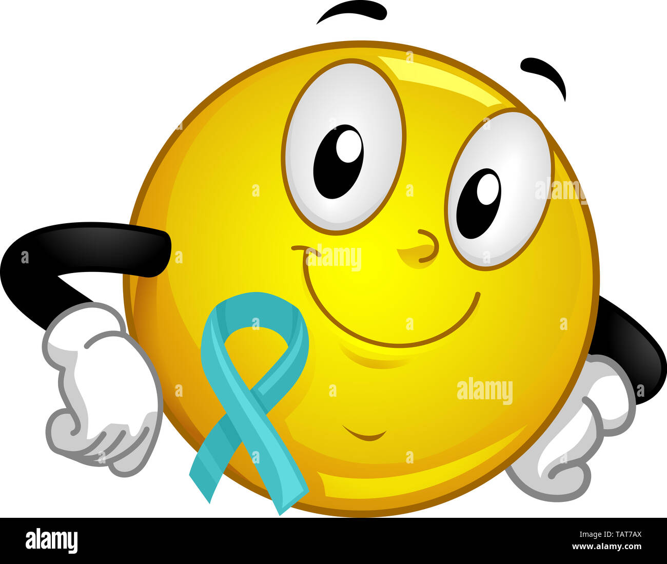 Illustration of a Smiley Mascot Holding a Ribbon for Food Allergy ...