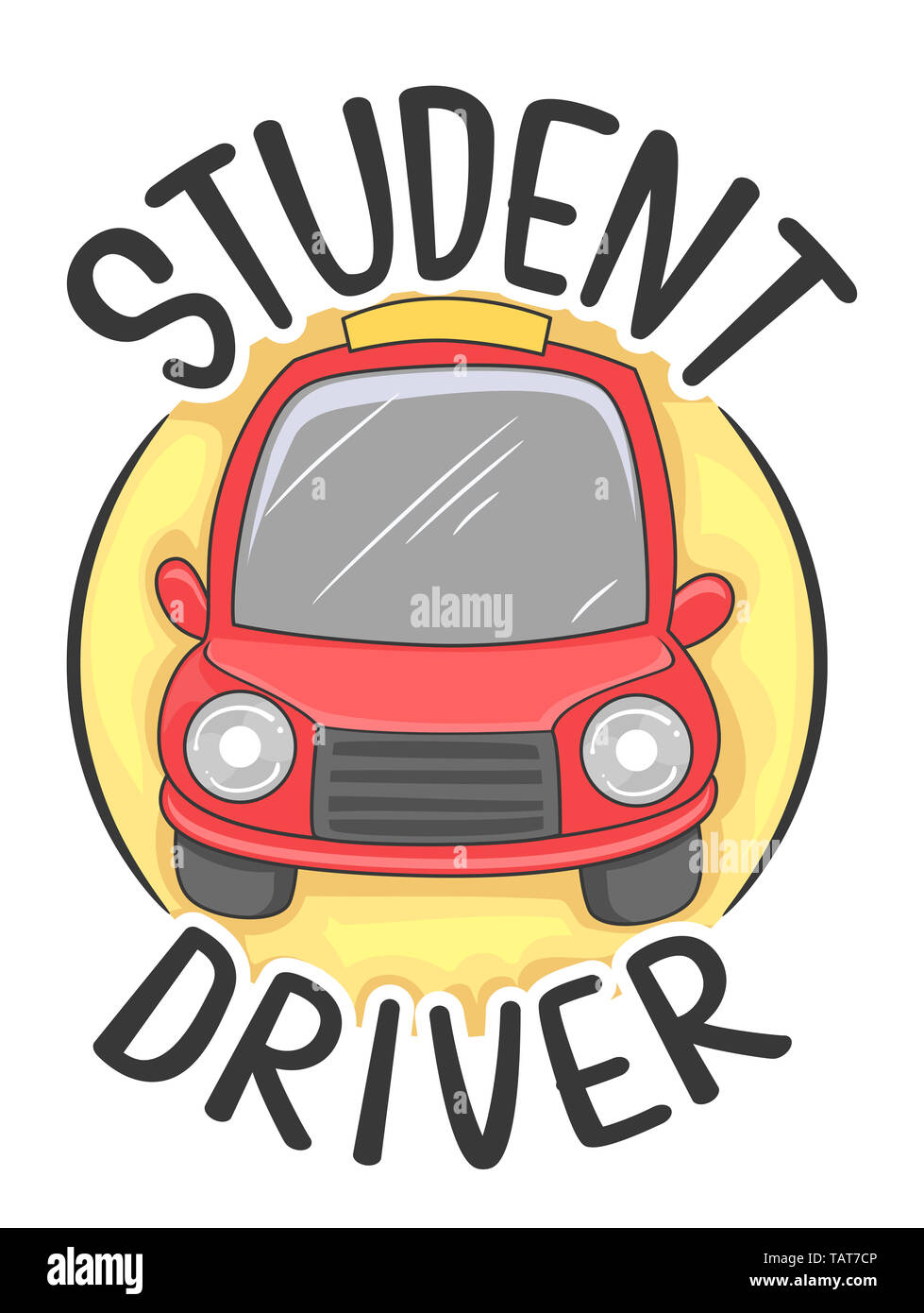 Illustration of a Student Driver with a Red Car Icon Stock Photo - Alamy