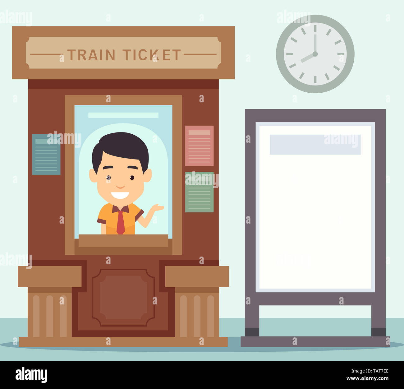 Illustration of a Train Crew Man Selling at the Train Station Ticket ...