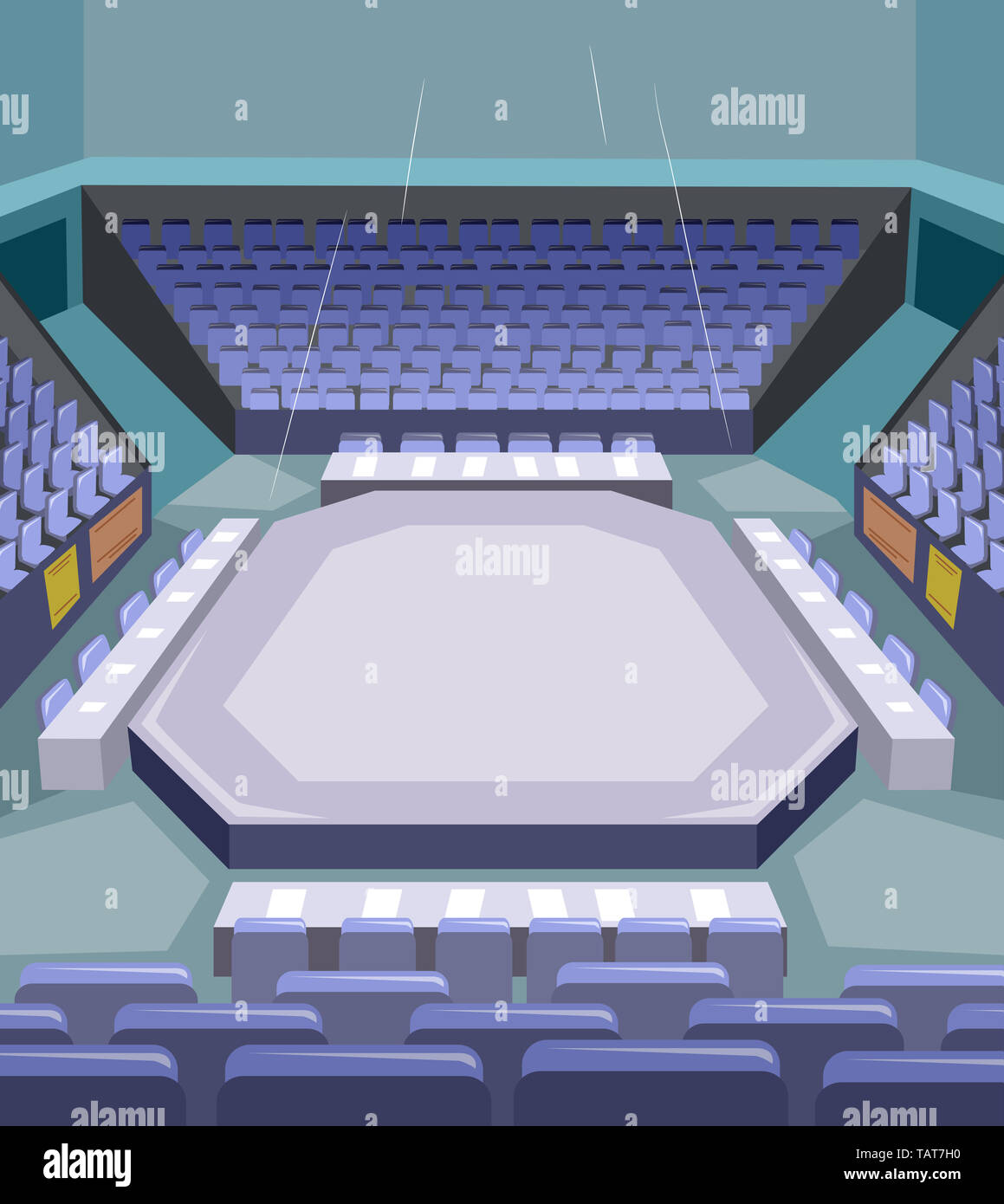Illustration of a Karate or Taekwondo Stage with Empty Seats for Judge ...