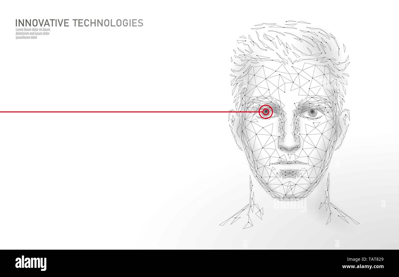 Low poly male human face biometric identification. Recognition system ... Low poly male human face biometric identification. Recognition system ...