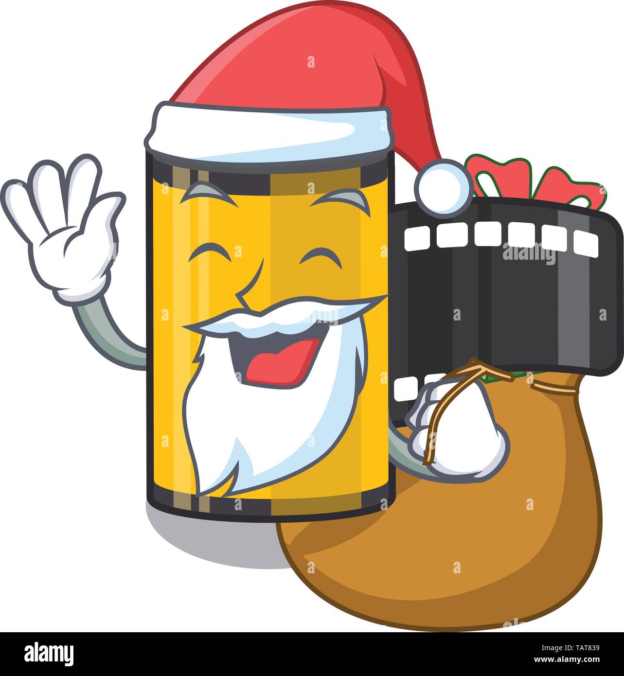 Santa with gift camera roll in the cartoon drawer Stock Vector Image ...