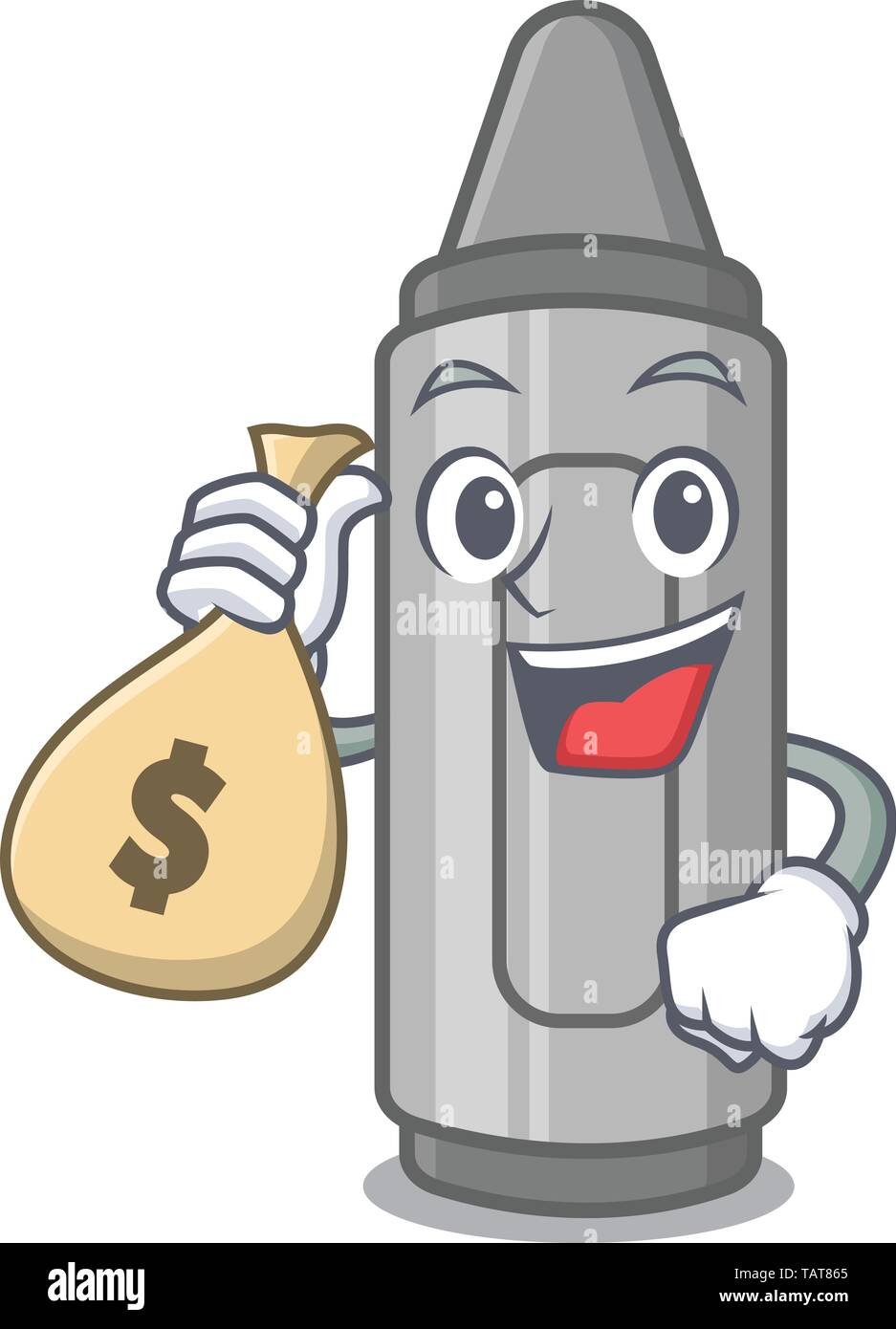With money bag grey crayon isolated with the cartoon Stock Vector Image ...