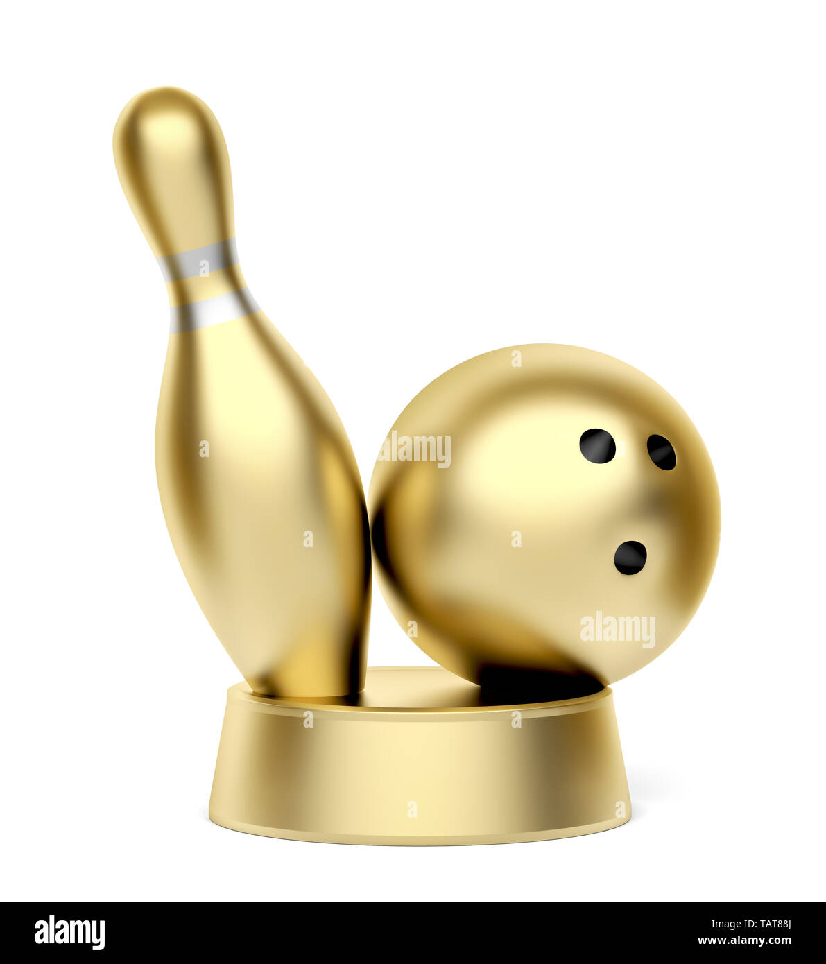 Gold bowling trophy on white background Stock Photo - Alamy