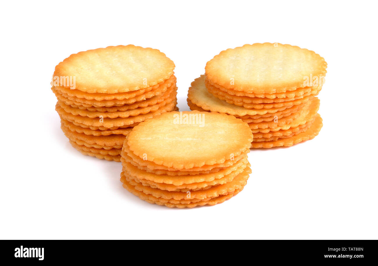 Dry cracker cookies isolated on a white background Stock Photo - Alamy