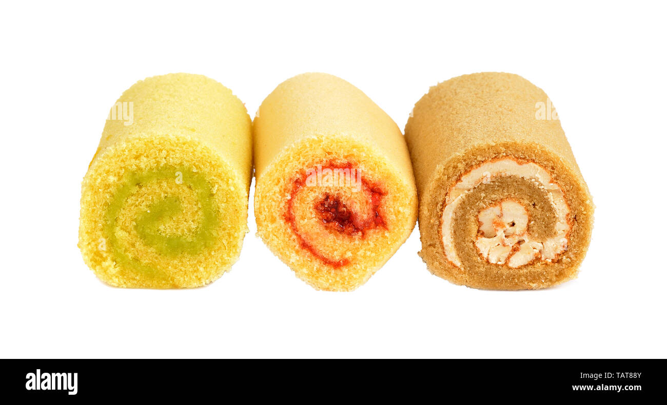 Jam rolls cake isolated on white background Stock Photo - Alamy