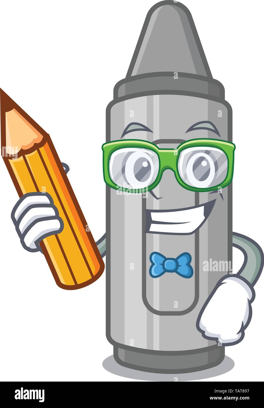 Student gray crayon above character wooden table Stock Vector Image ...
