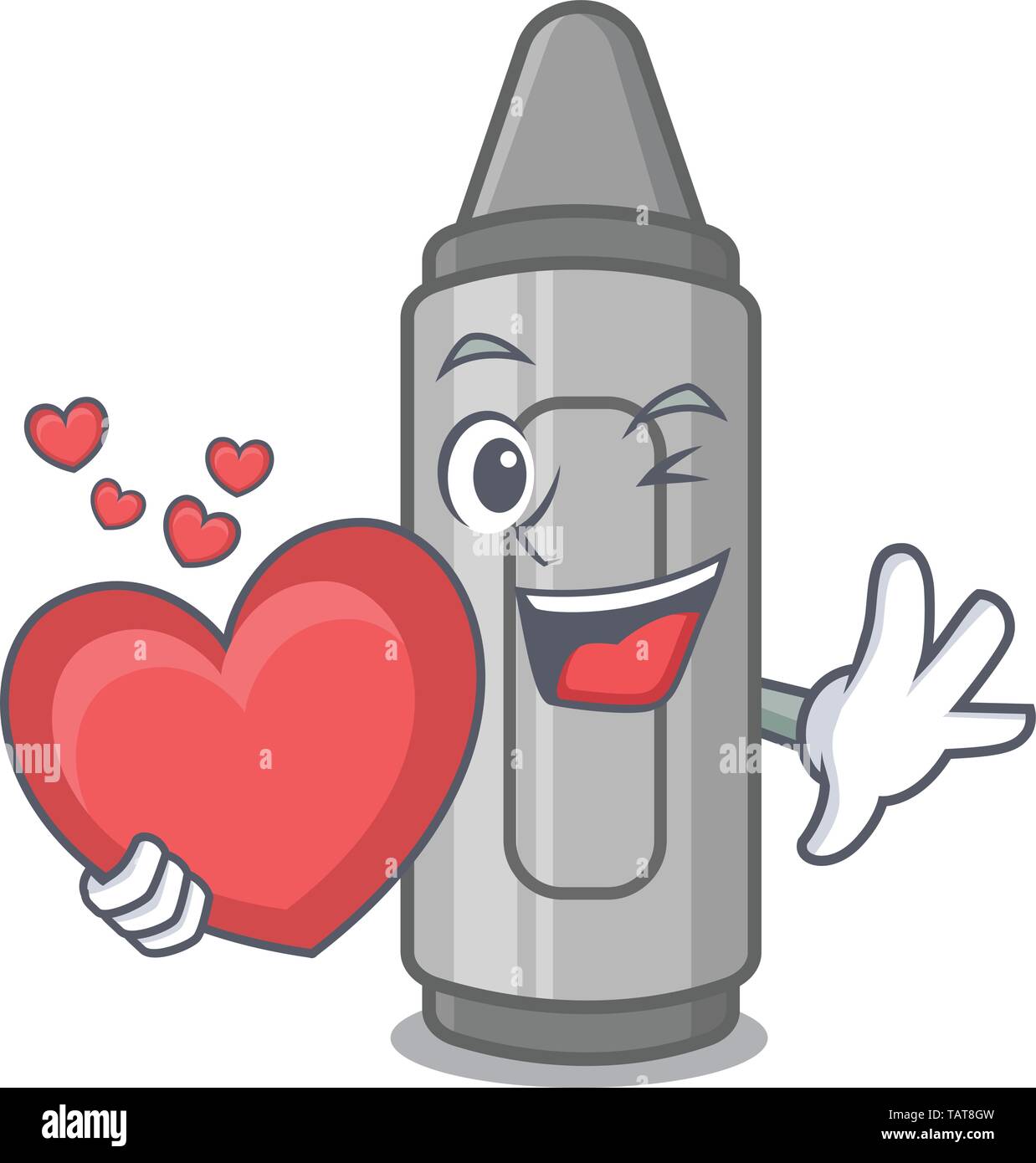 With heart grey crayon in the mascot shape Stock Vector Image & Art - Alamy