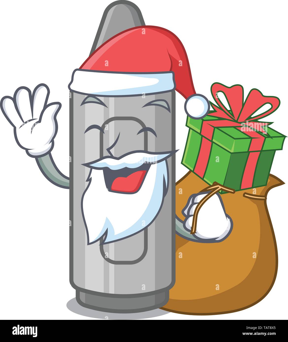 Santa with gift grey crayon in a bag cartoon Stock Vector Image & Art ...