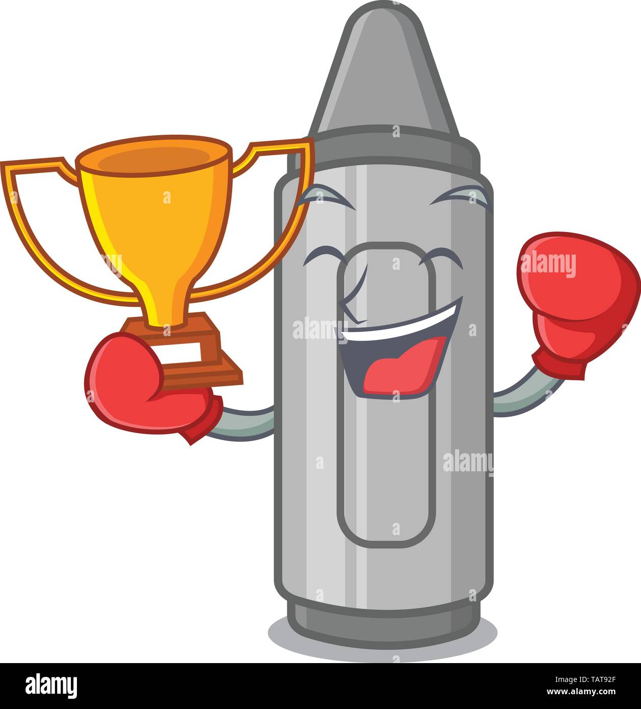 Boxing winner grey crayon in a bag cartoon Stock Vector Image & Art - Alamy