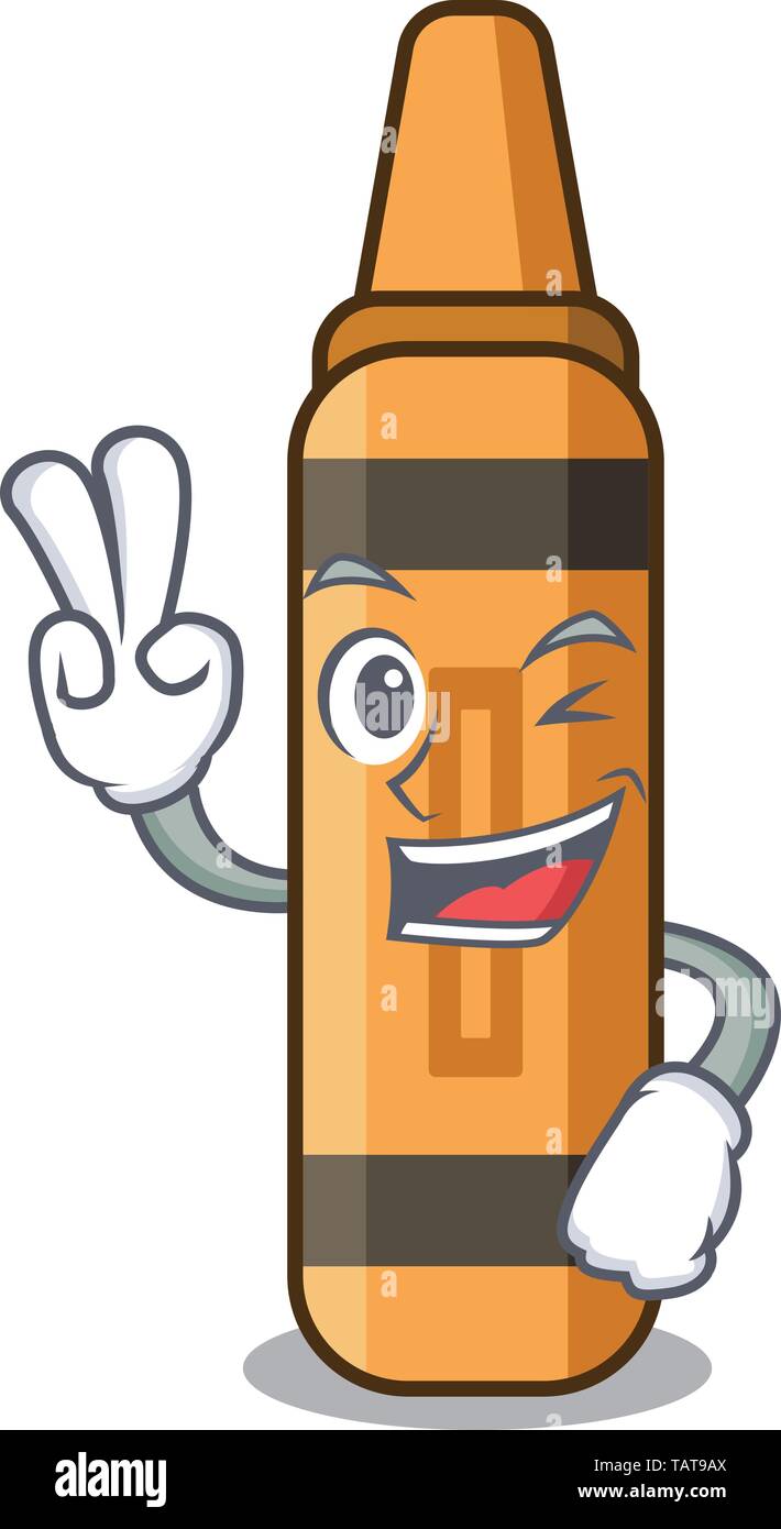 Two finger orange crayon isolated in the character Stock Vector Image ...