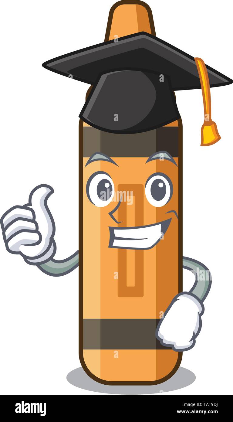 Graduation orange crayon isolated in the character Stock Vector Image ...