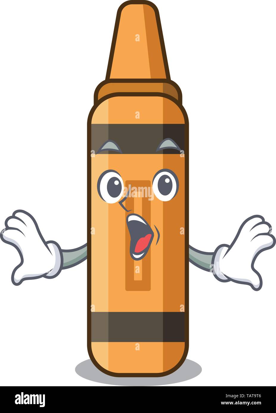 Surprised orange crayon in the cartoon shape Stock Vector Image & Art ...