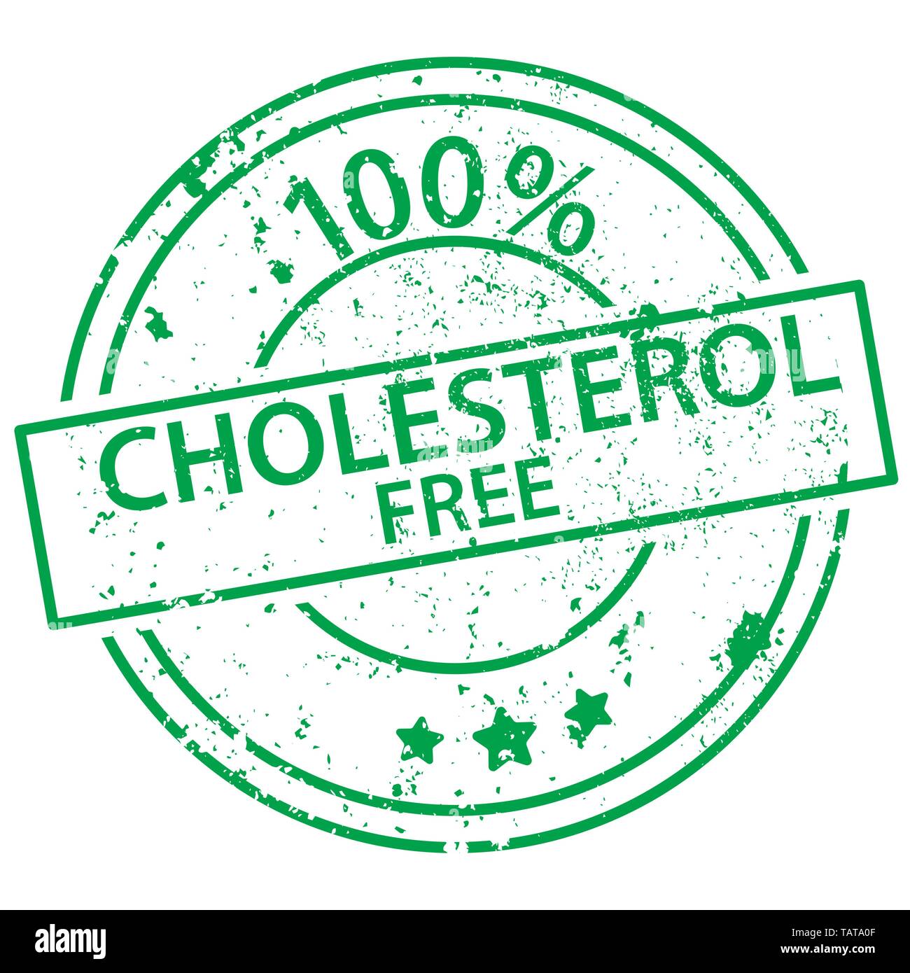 Round green stamp with the words 100% cholesterol free on white ...