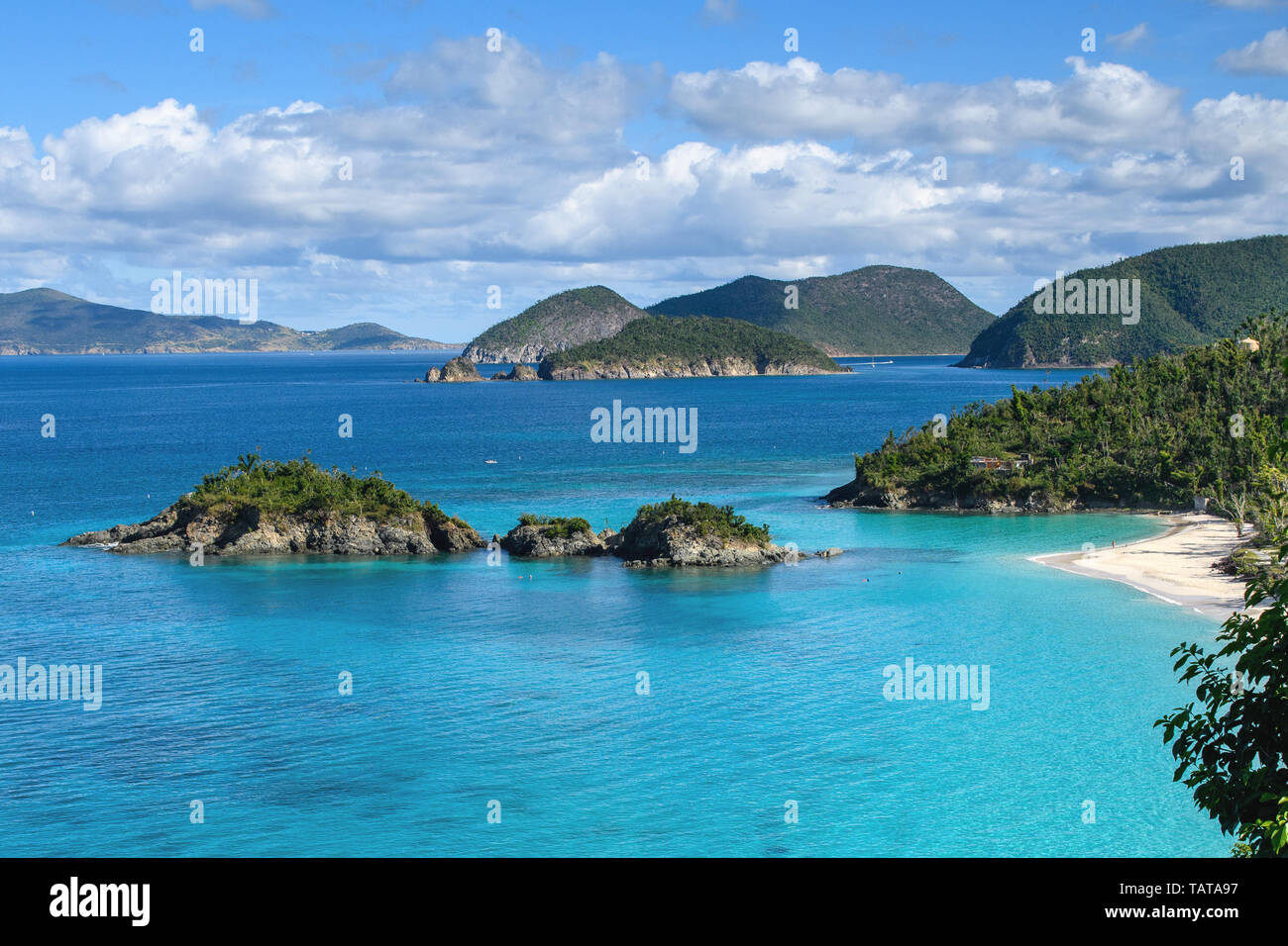 Picturesque view of tropical Islands with sandy beach, azure sea and ...