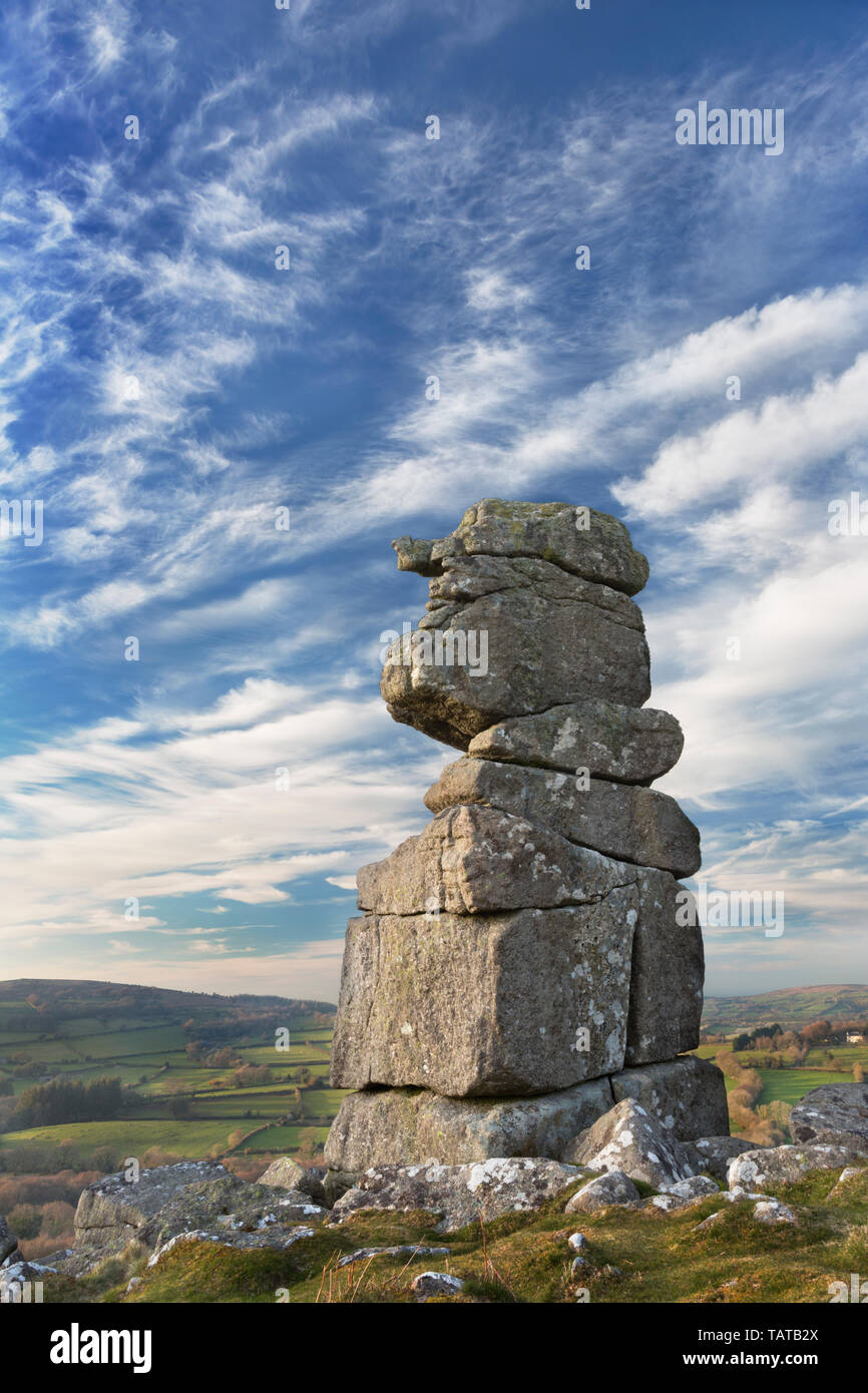 Bowerman’s Nose granite rock stack in Dartmoor National Park, Devon ...