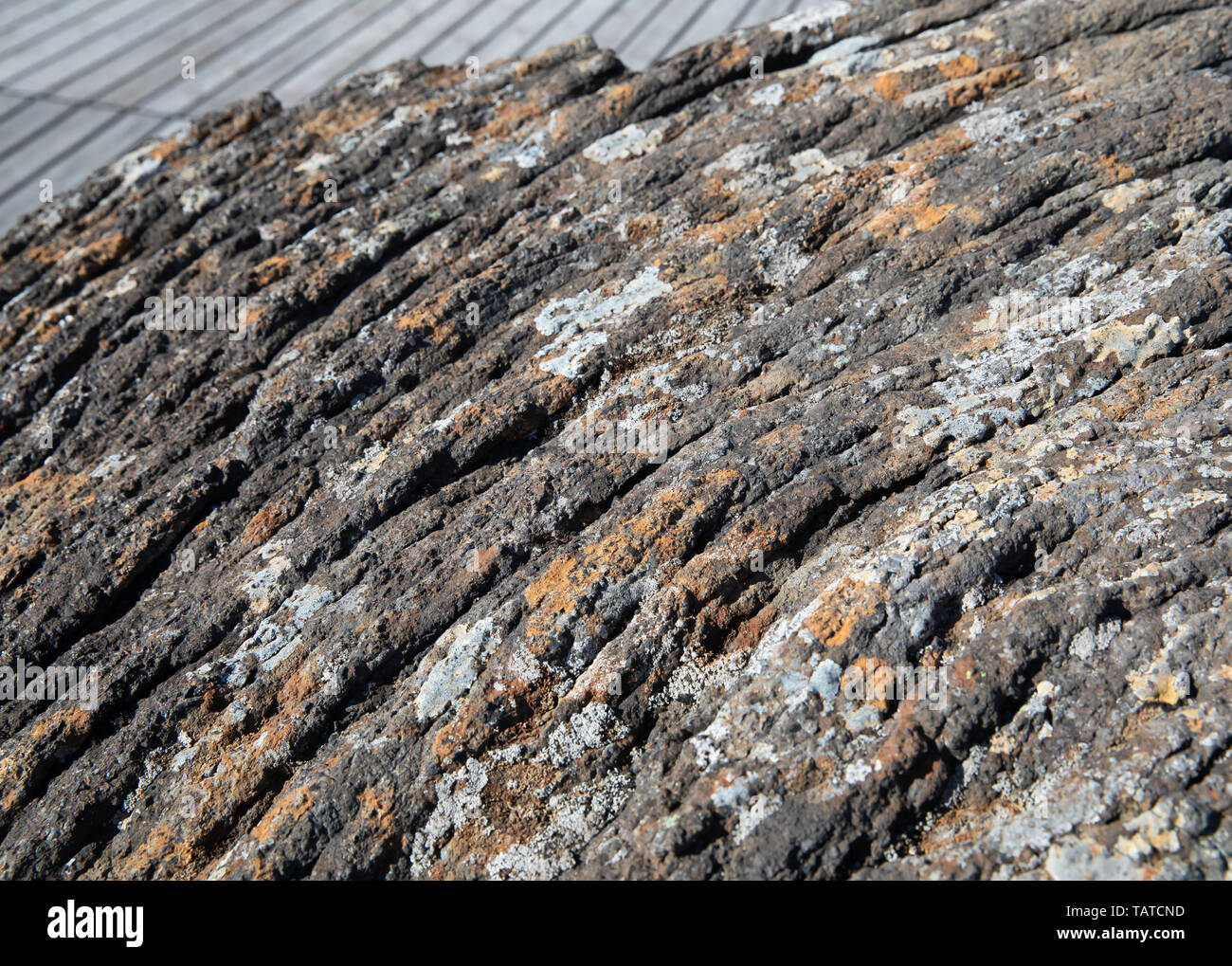 Volcanic and lava rock on show on the outside rooftop of Perlan in ...