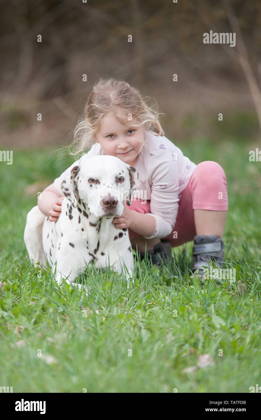 girl and Dalmatian Stock Photo - Alamy