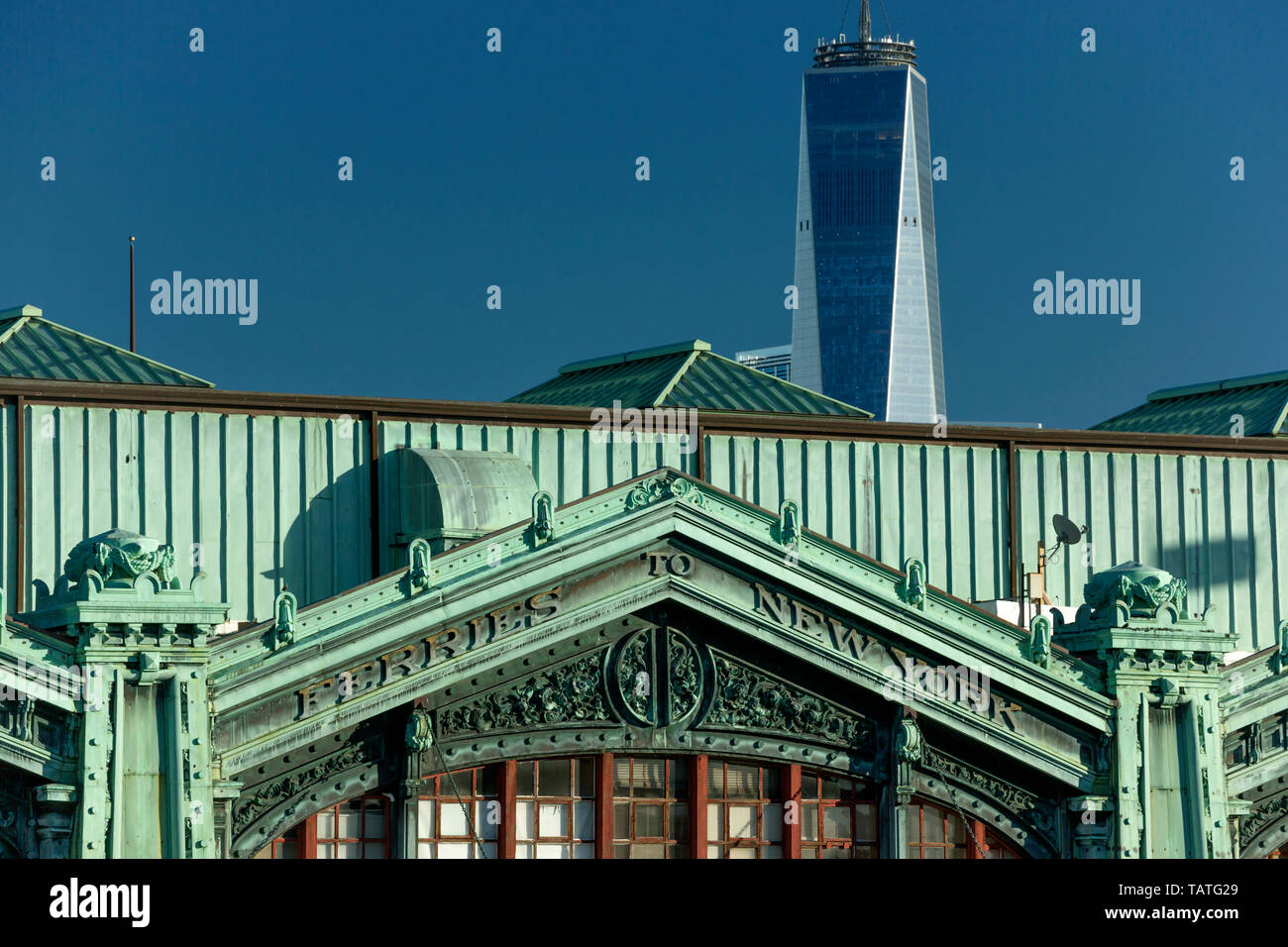 ONE WORLD TRADE CENTER TOWER MANHATTAN NEW YORK CITY FROM FERRY ...