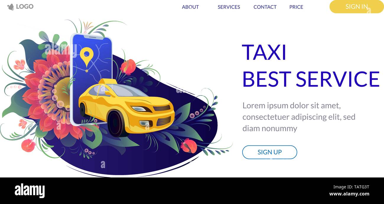Web page design template for project delivery, transport, taxi. Modern ...