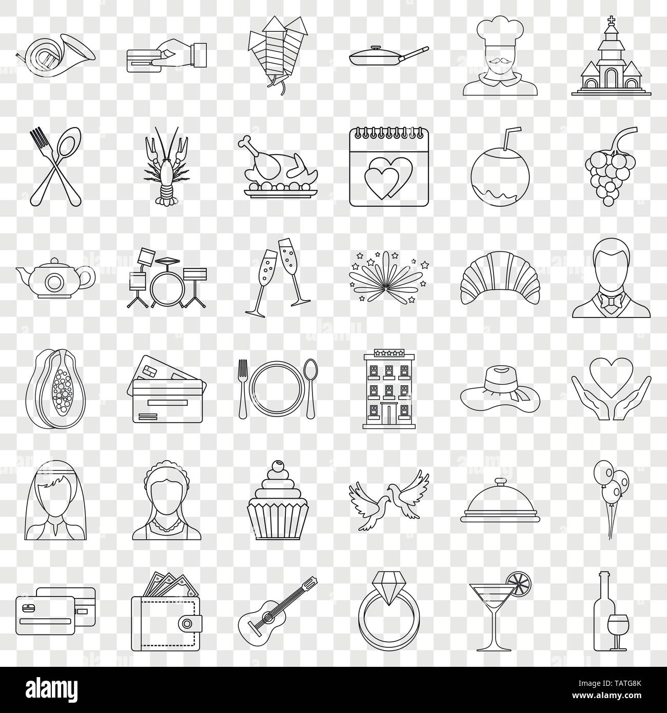 Wedding banquet icons set, outline style Stock Vector Image & Art - Alamy