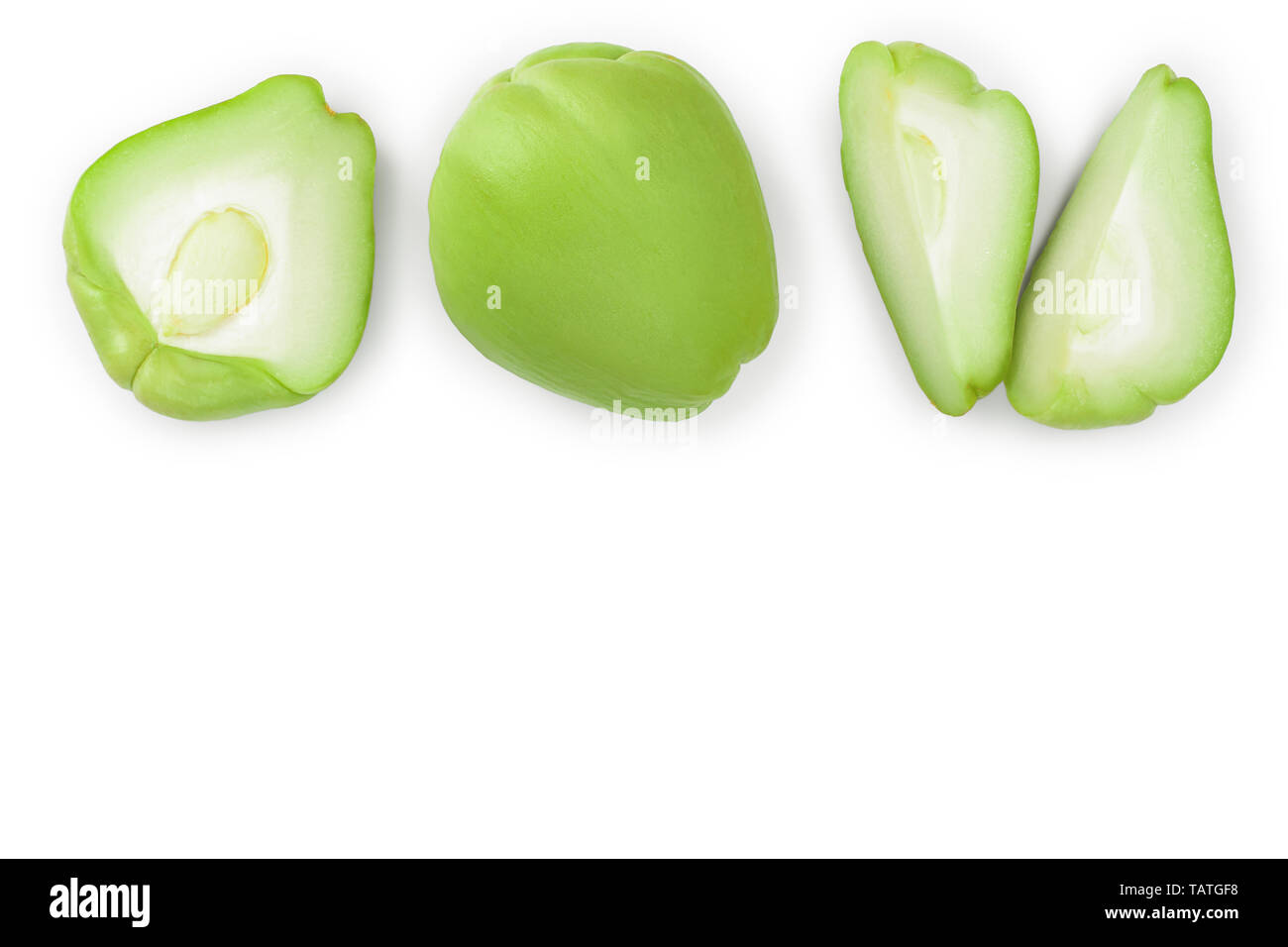 fresh Chayote vegetable isolated on white background with copy space ...
