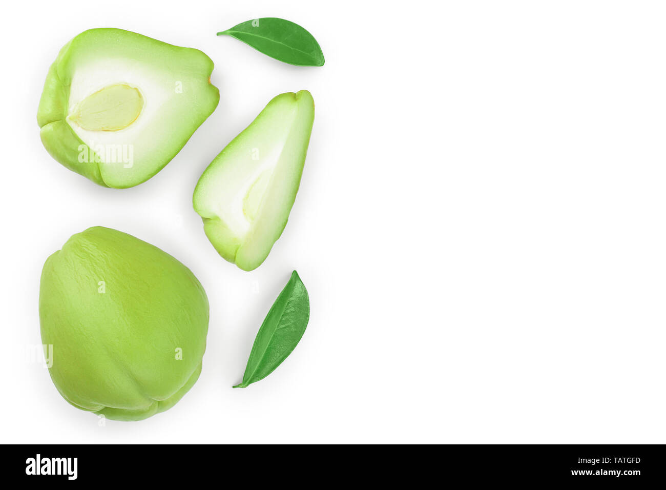 fresh Chayote vegetable isolated on white background with copy space ...