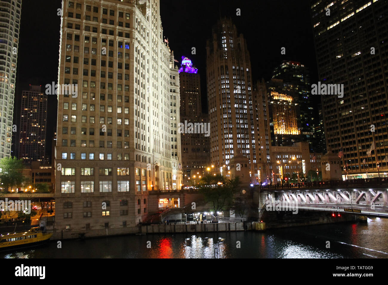 The Wrigley Building, Tribune Tower, and 401 N Michigan Ave along the ...