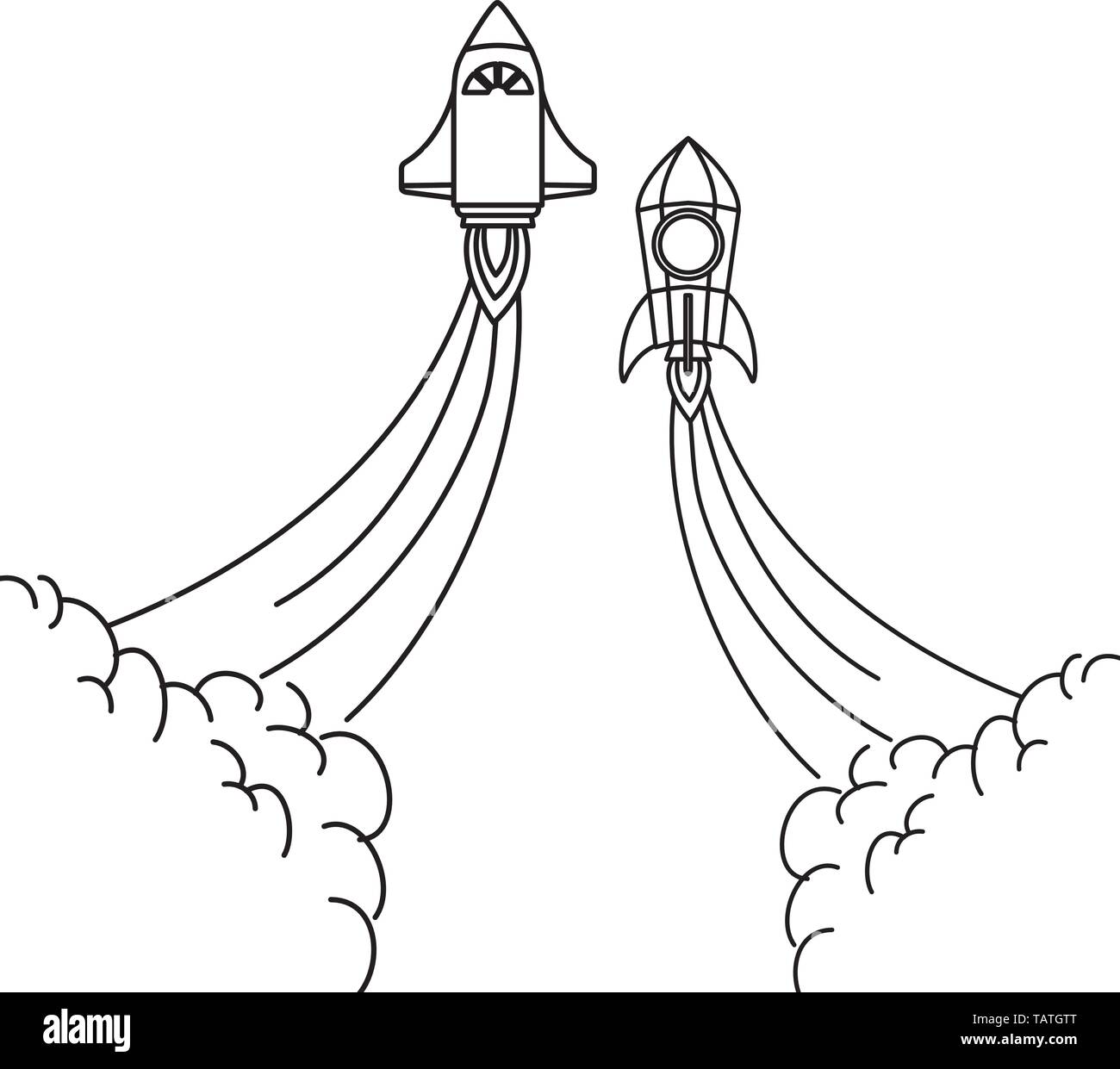 rockets taking off in white background Stock Vector Image & Art - Alamy