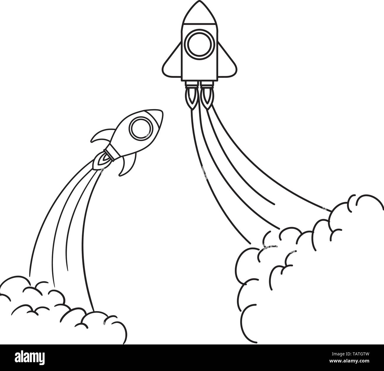 rockets taking off in white background Stock Vector Image & Art - Alamy