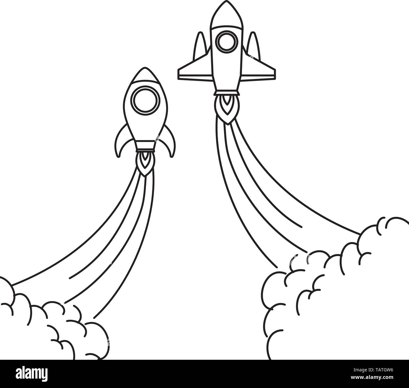 Space rockets silhouette Cut Out Stock Images & Pictures - Alamy