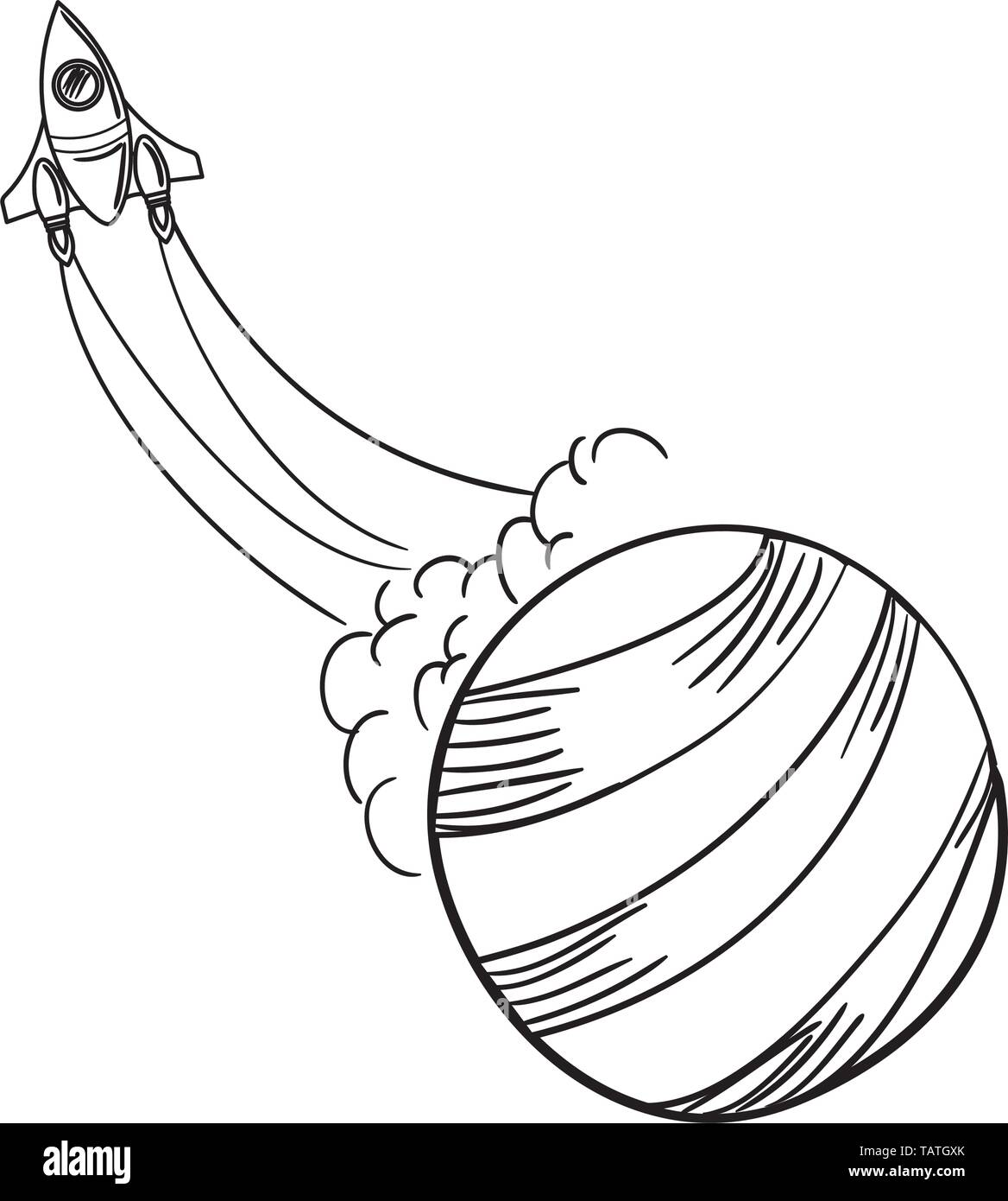 rocket flying with planet of the solar system Stock Vector Image & Art ...