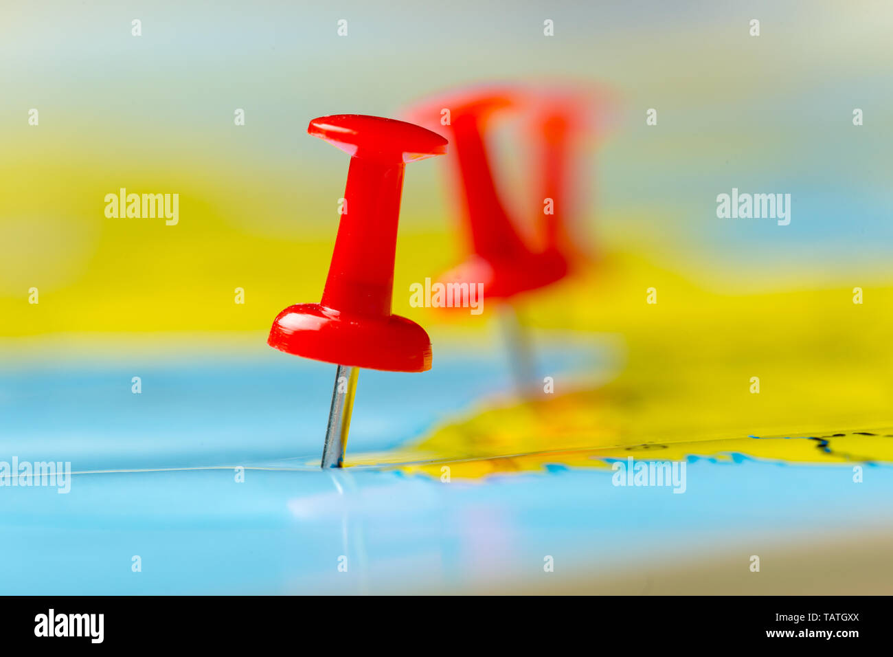 Travel destination points on a map Stock Photo - Alamy