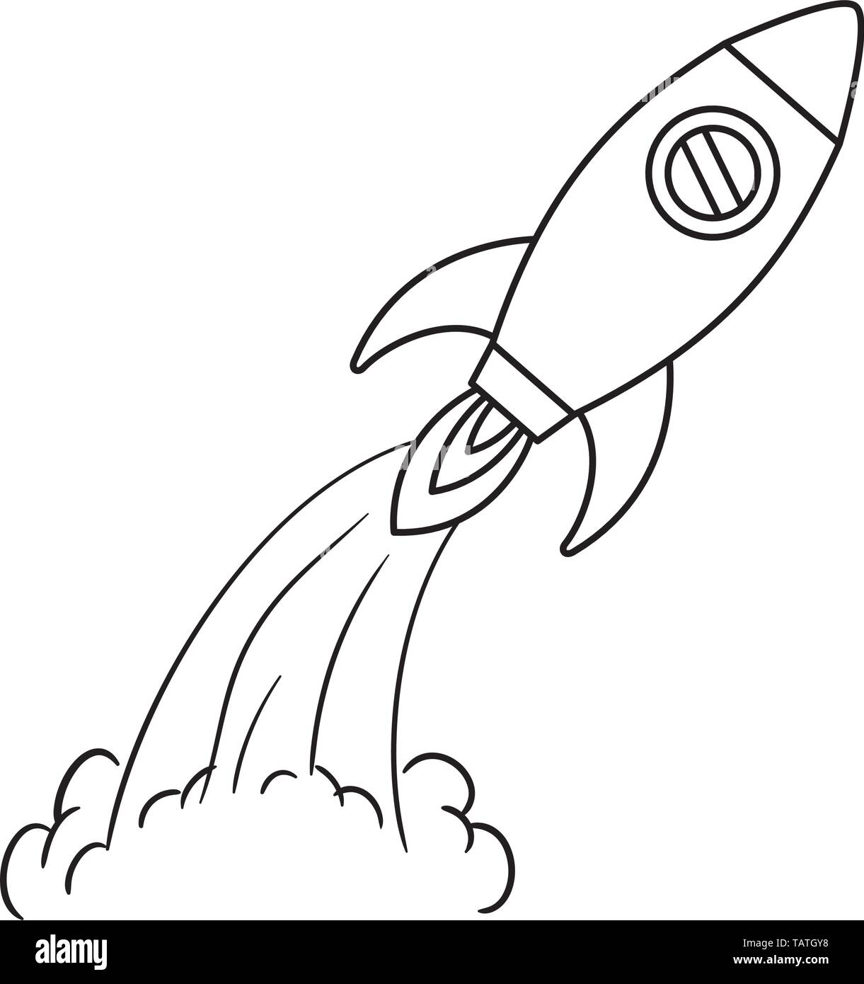 rocket taking off in white background Stock Vector Image & Art - Alamy