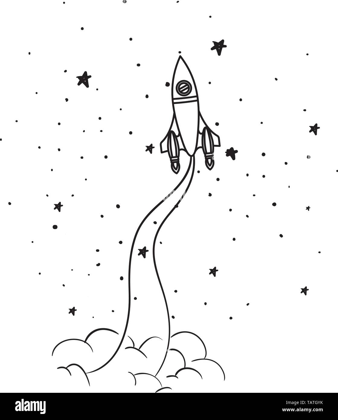 rocket taking off in white background Stock Vector Image & Art - Alamy