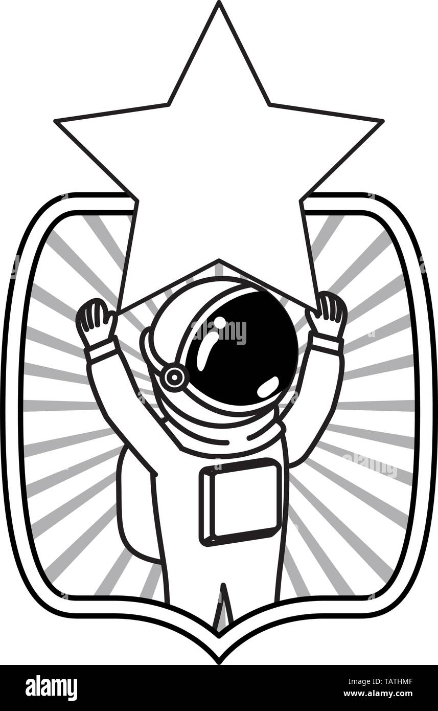frame with astronaut and star in white background Stock Vector Image ...