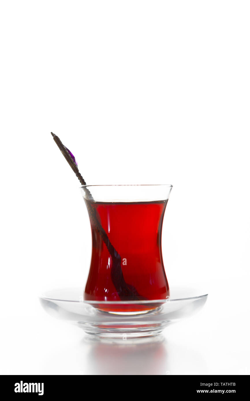 Turkish tea in traditional glass isolated on white background Stock ...