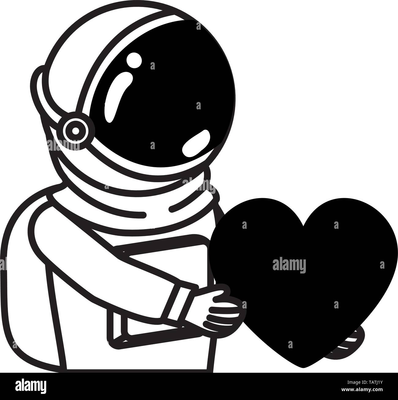 astronaut with spacesuit and heart in white background Stock Vector ...