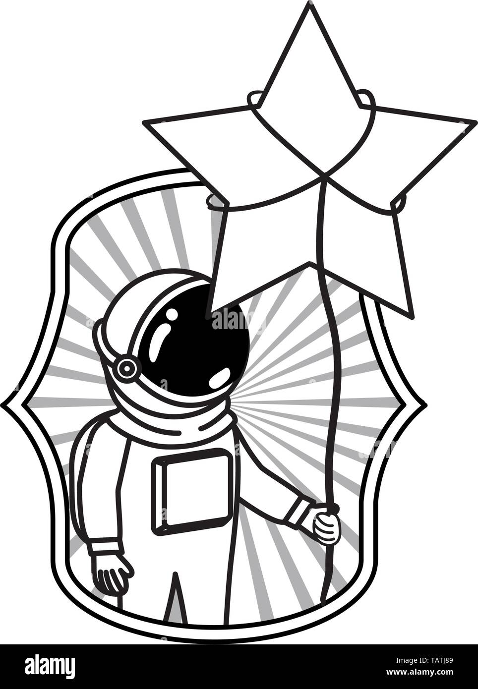 frame with astronaut and star in white background Stock Vector Image ...