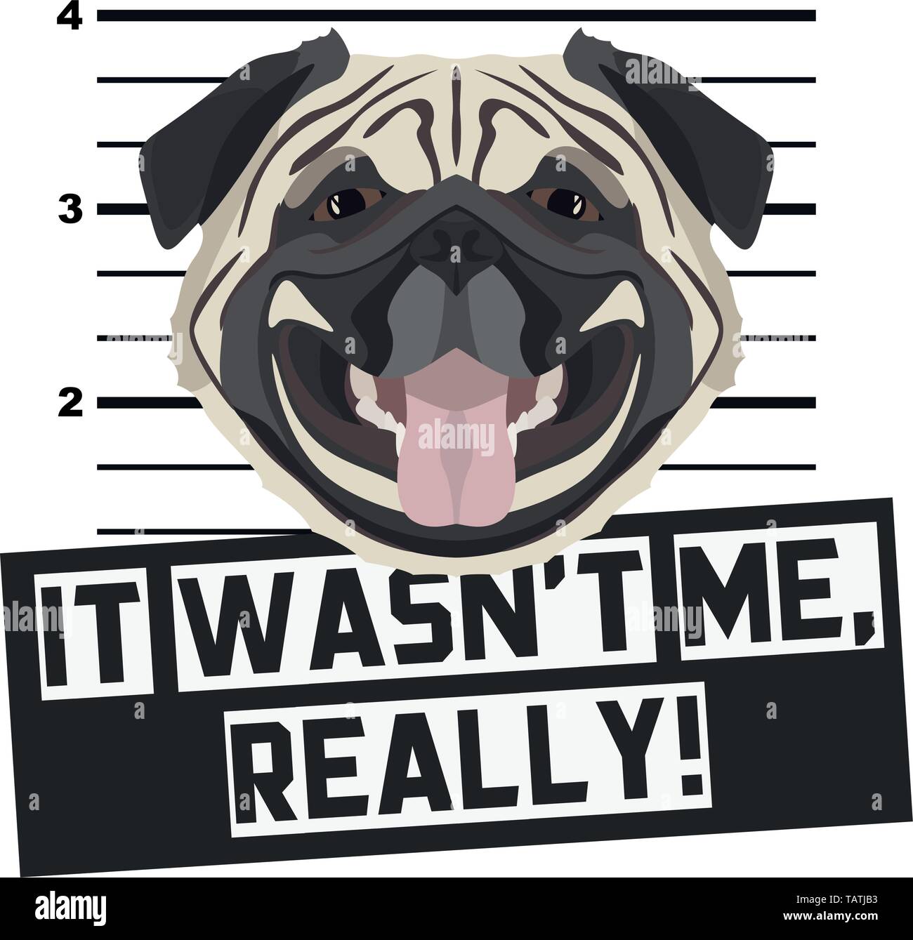 Illustration Mugshot Pug – The guilty dog gets a police photo. Dog ...