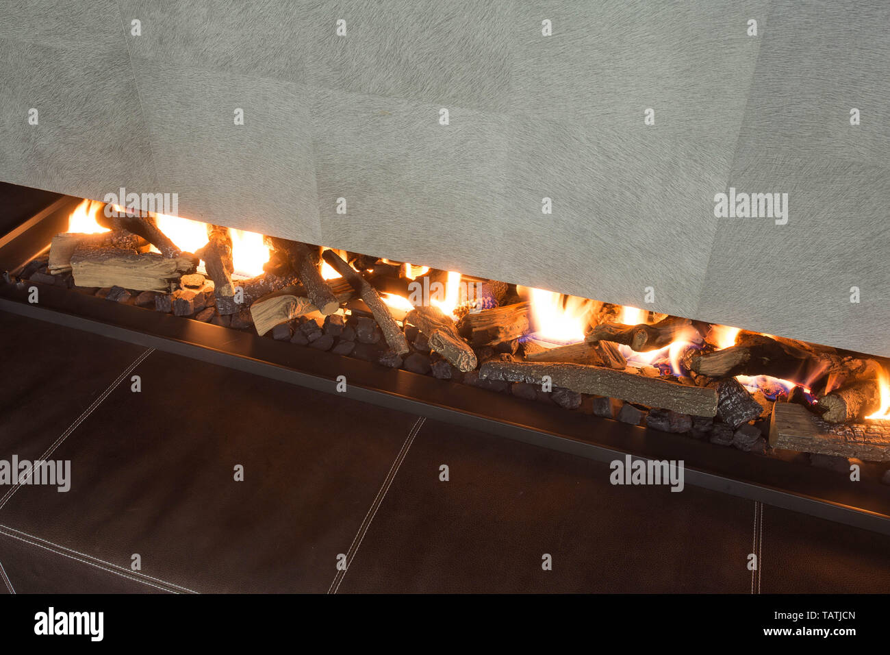 Modern and luxury fireplace, close up, modern design Stock Photo - Alamy