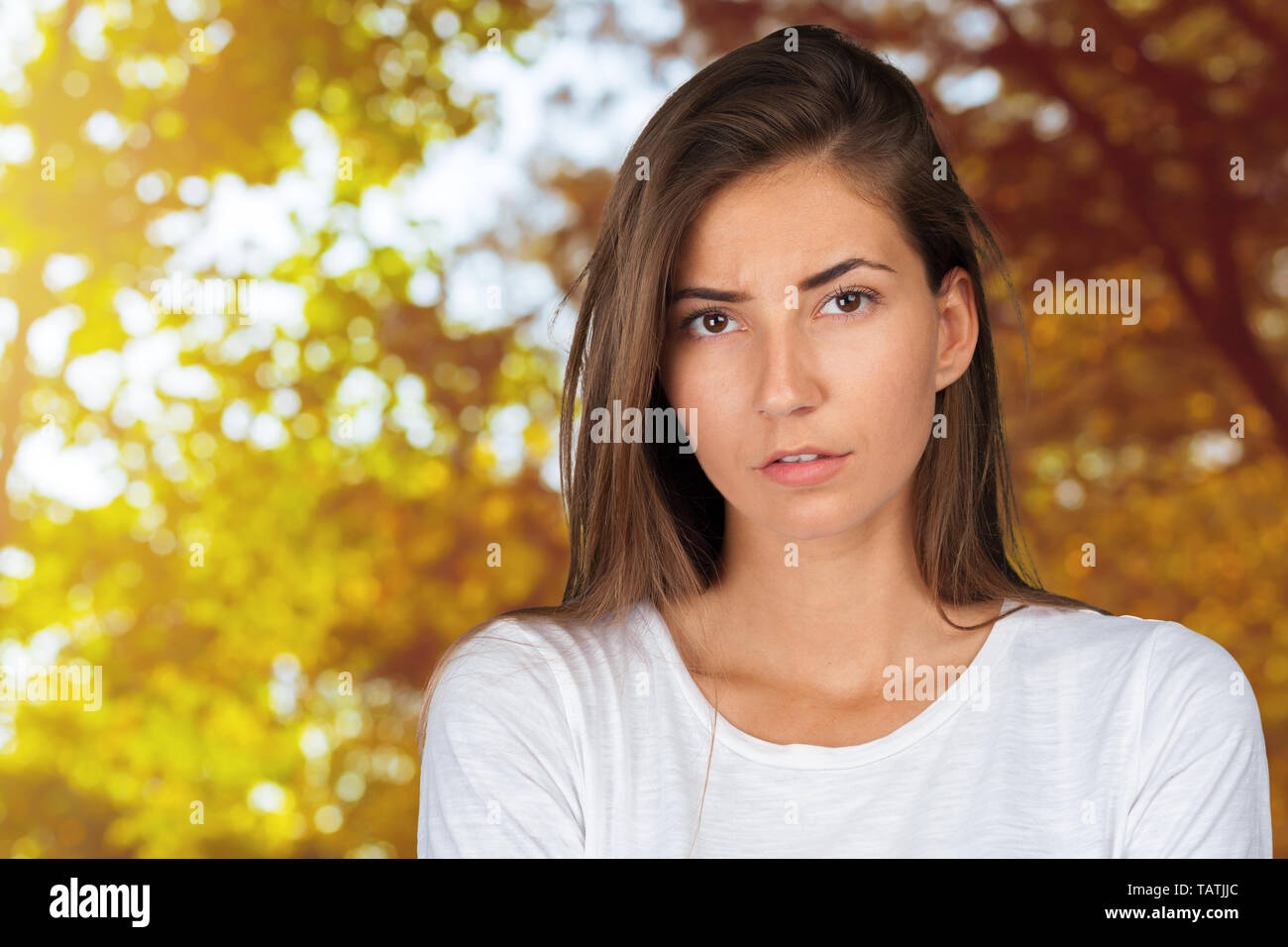 closeup emotional portrait sad woman Stock Photo - Alamy