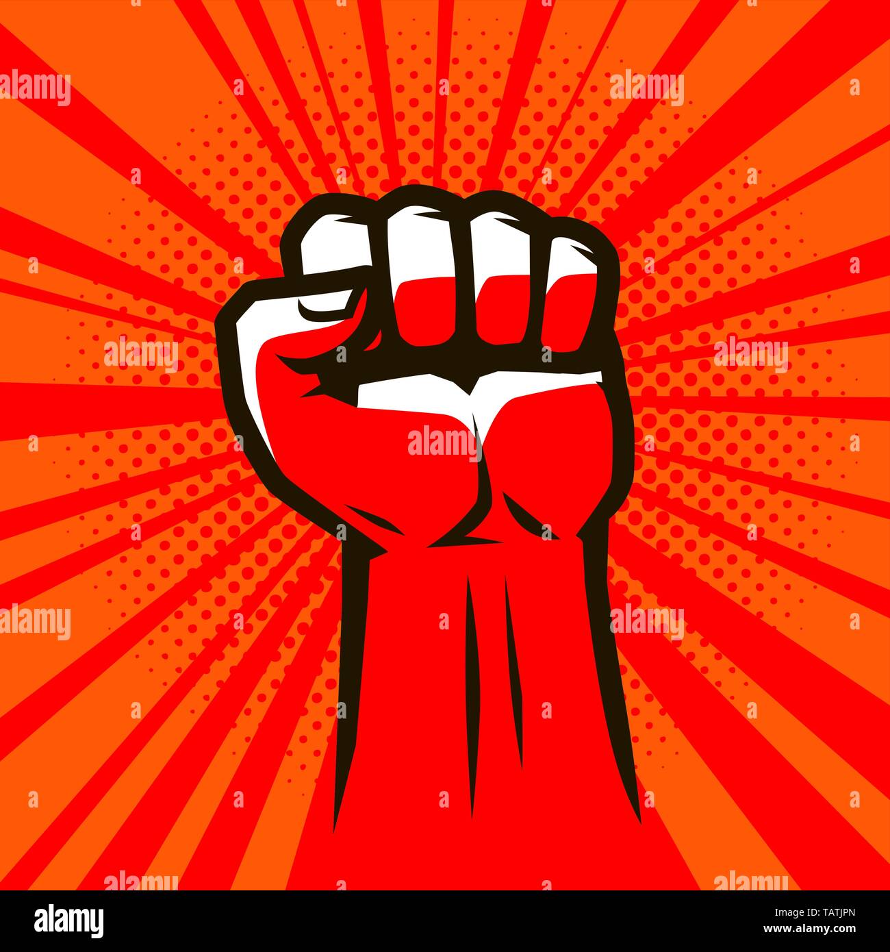 Clenched fist raised up. Strong vector illustration Stock Vector Image ...