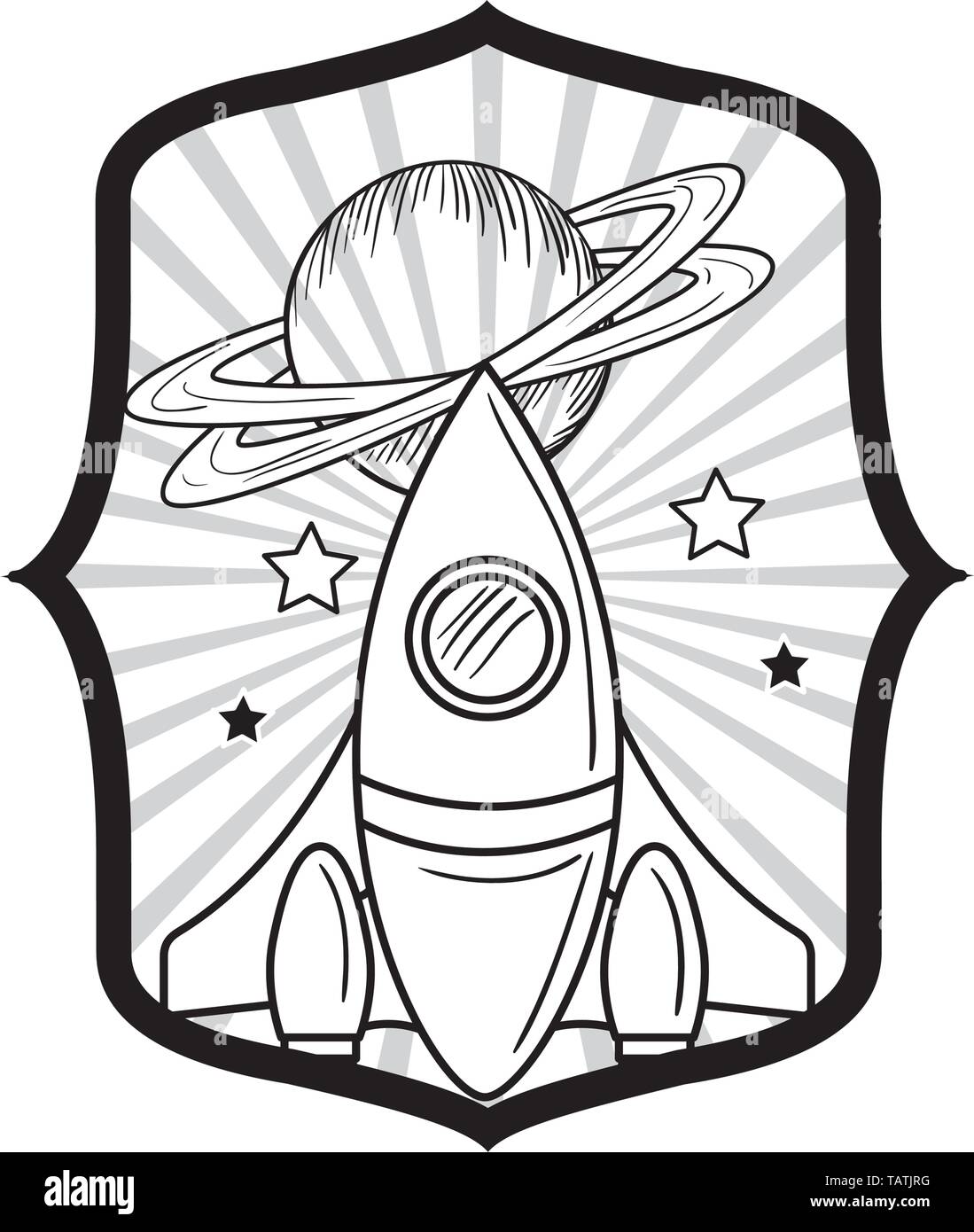 frame with rocket taking off and planets Stock Vector Image & Art - Alamy
