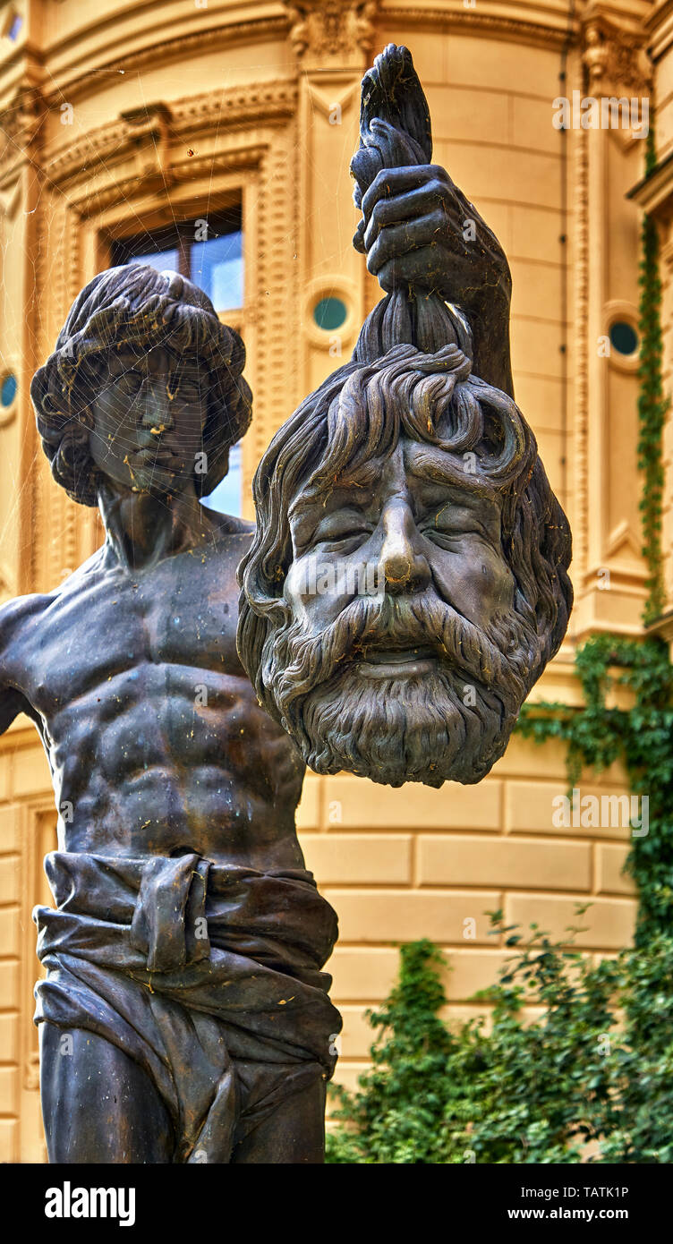 Close-up view of the head trophy of the saga David and Goliath ...