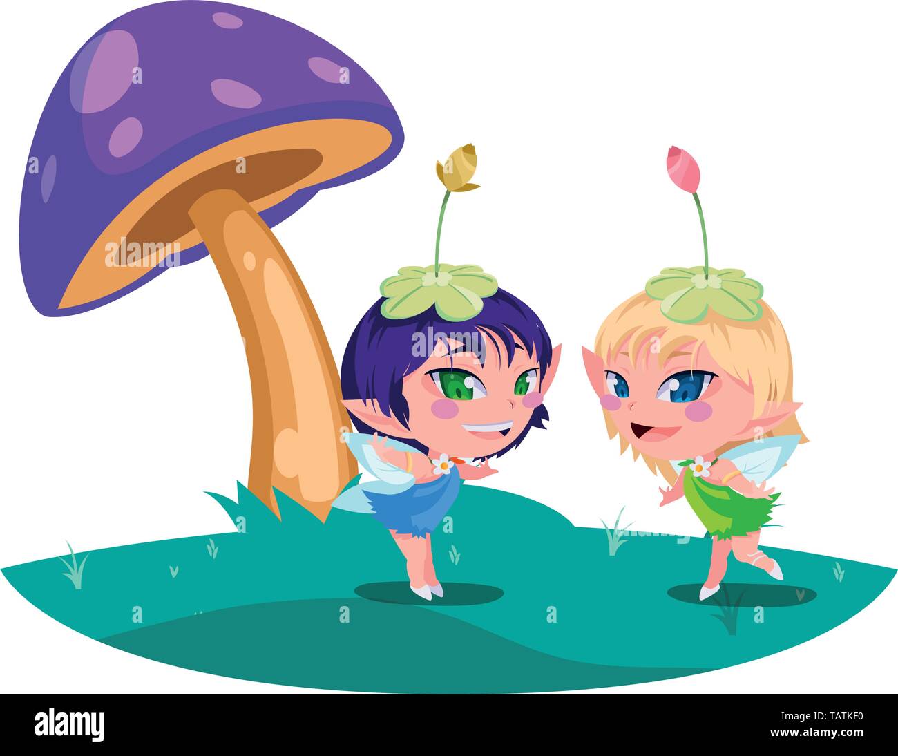 beautiful magic fairies in camp vector illustration design Stock Vector ...